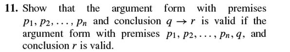 Show that the argument form with premises p1,p2, pn | Chegg.com