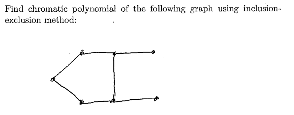 Find chromatic polynomial of the following graph | Chegg.com