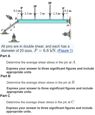Solved All pins are in double shear, and each has a | Chegg.com