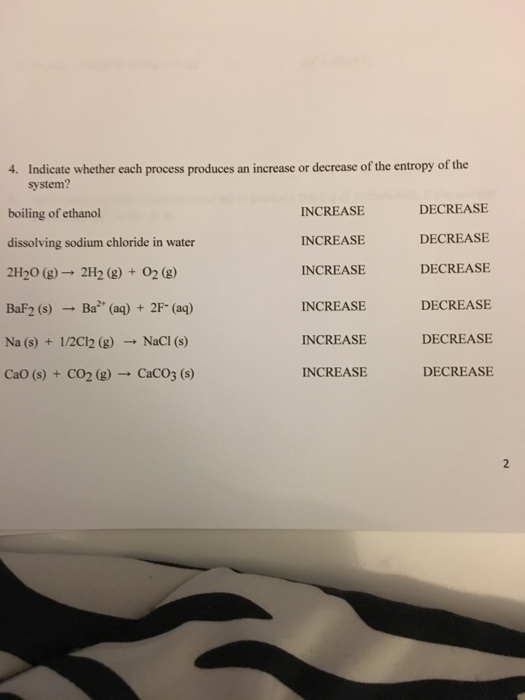 Solved Indicate whether each process produces an increase or | Chegg.com