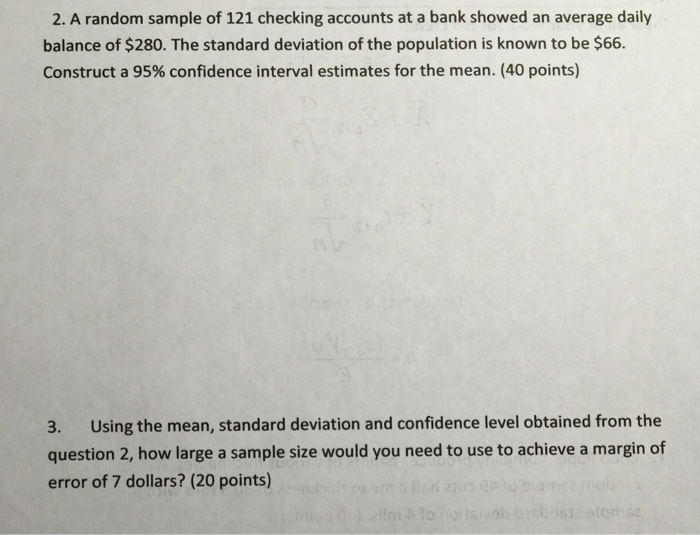 Solved A random sample of 121 checking accounts at a bank | Chegg.com