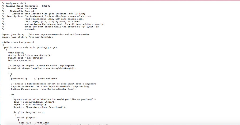 Can anybody help me to solve this assignment5.java? | Chegg.com