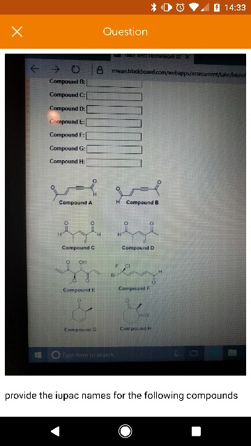 Solved Question Compound H: oi provide the iupac names for | Chegg.com
