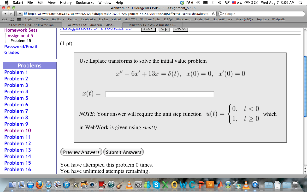 Solved Use Laplace transforms to solve the initial value | Chegg.com Solved Use Laplace transforms to solve the initial value | Chegg.com