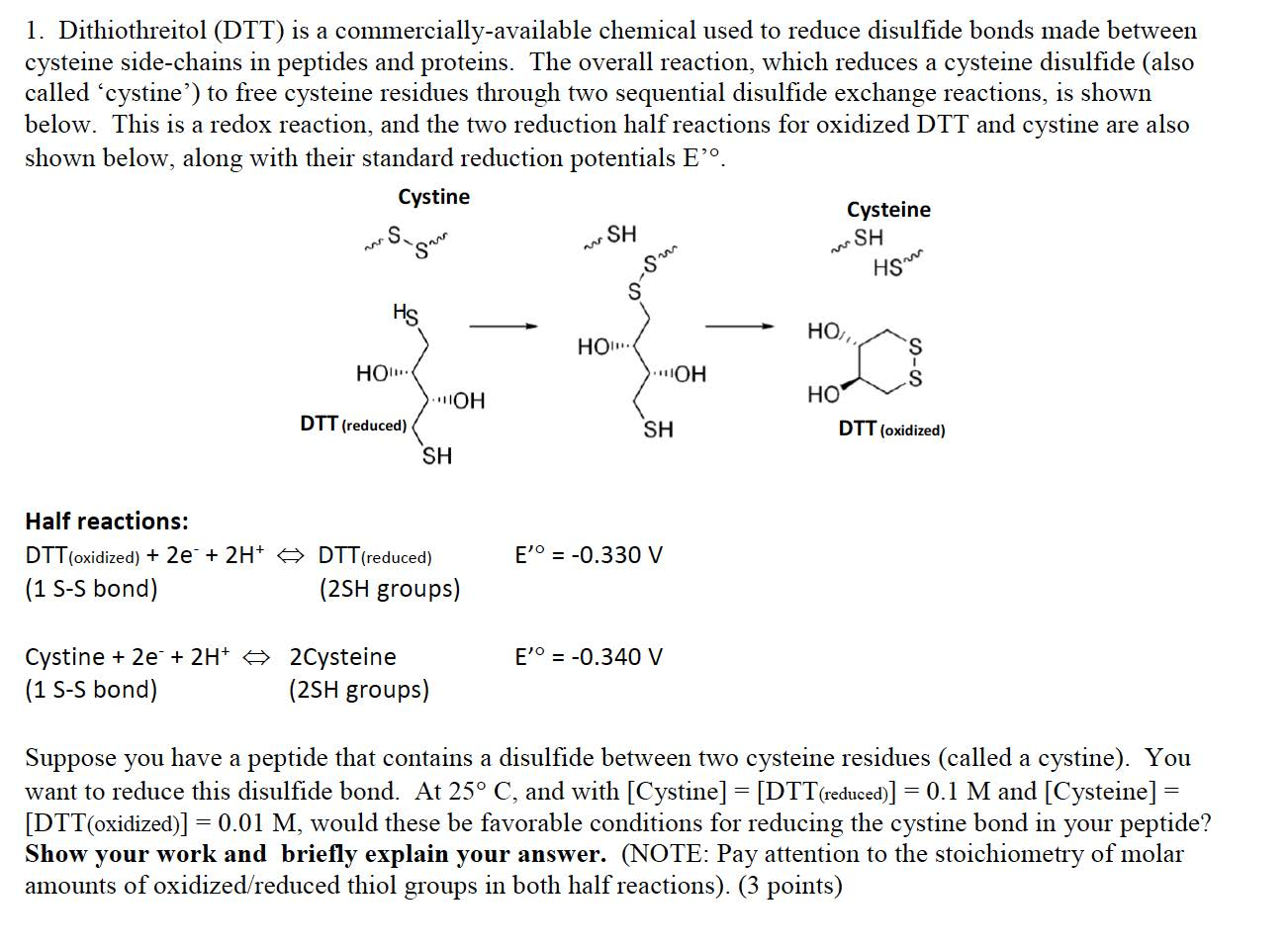 Solved Dithiothreitol (DTT) is a commercially-available | Chegg.com
