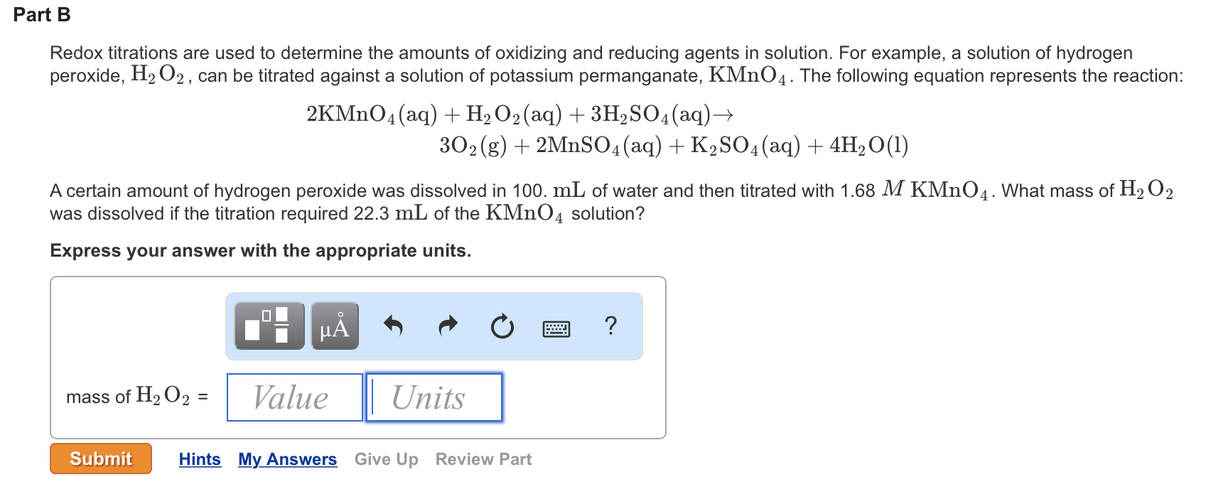 Solved Redox titrations are used to determine the amounts of | Chegg.com