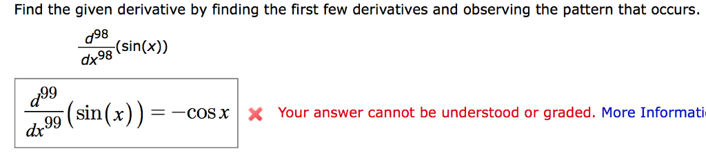 Solved Find the given derivative by finding the first few | Chegg.com