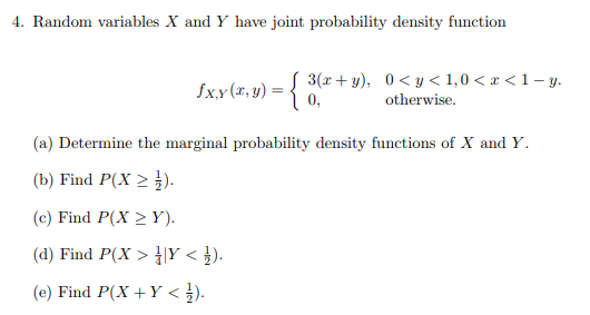 Solved 4. Random variables X and Y have joint probability | Chegg.com