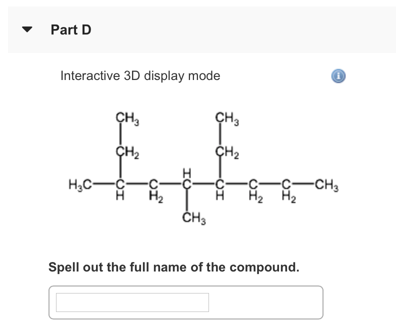 Solved Part A Interactive 3D display mode H3c CH Spell out | Chegg.com