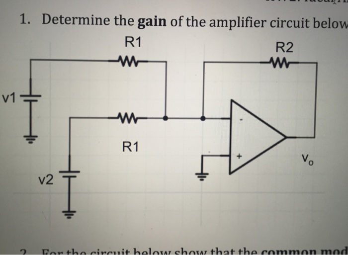 Solved Determine the gain of the amplifier circuit below | Chegg.com