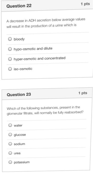 Solved A decrease in ADH secretion below average values will | Chegg.com