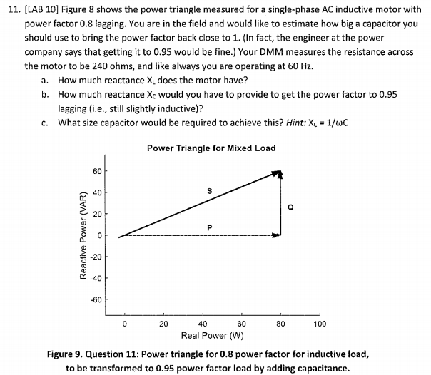 Solved 11. [LAB 10] Figure 8 shows the power triangle | Chegg.com