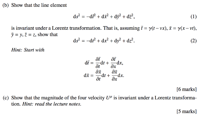 Solved (b) Show that the line element is invariant under a | Chegg.com