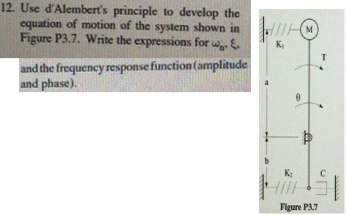 Solved Use d'Alembert's principle to develop the equation of | Chegg.com