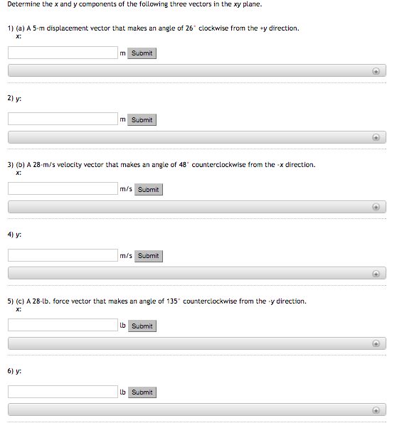 Solved: Determine The X And Y Components Of The Following ... | Chegg.com