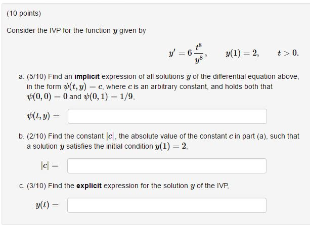 Solved Consider the IVP for the function y given by y' = 6 | Chegg.com