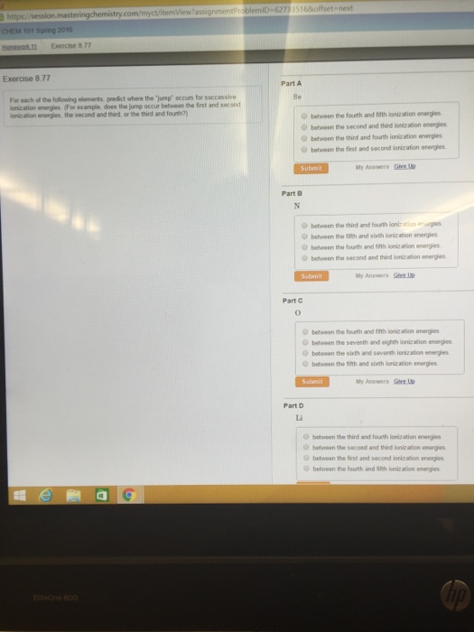 For each of the following elements. Predict where the | Chegg.com