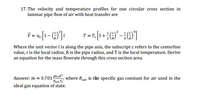 Solved The velocity and temperature profiles for one | Chegg.com