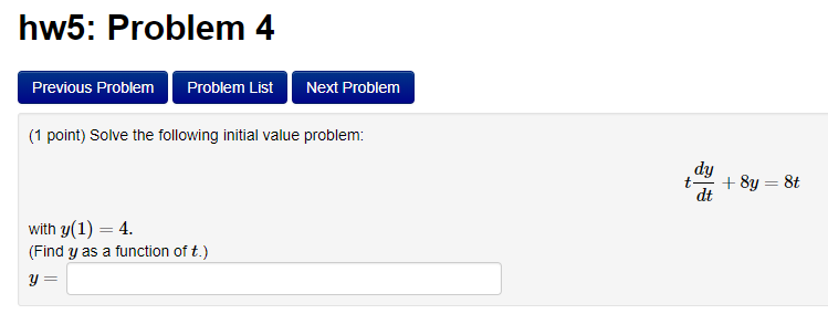 Solved hw5: Problem 4 Previous Problem Problem List Next | Chegg.com