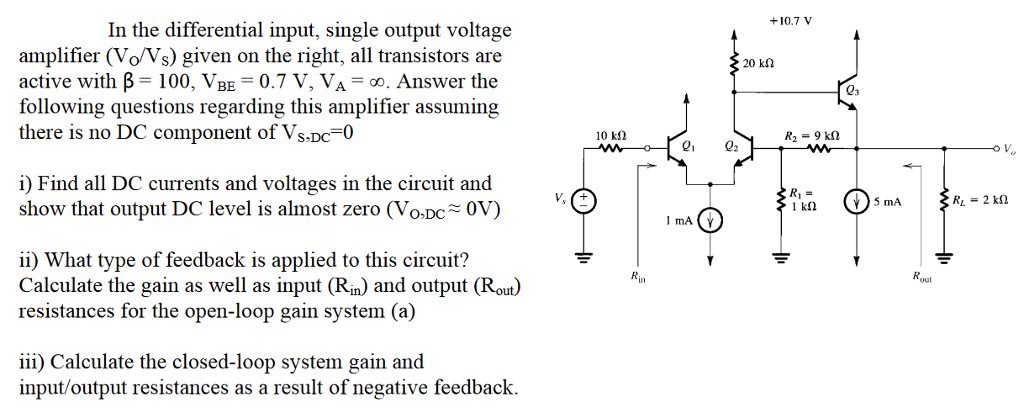 Solved In the differential input, single output voltage | Chegg.com
