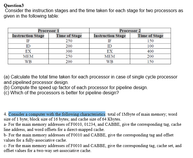 Solved Question3 Consider the instruction stages and the | Chegg.com