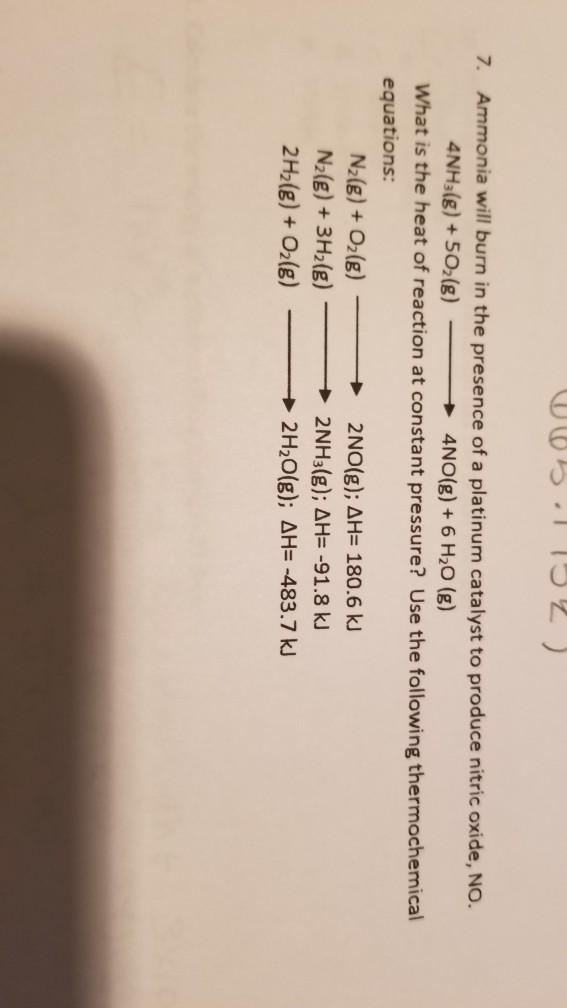 Solved Ammonia will burn in the presence of a platinum | Chegg.com