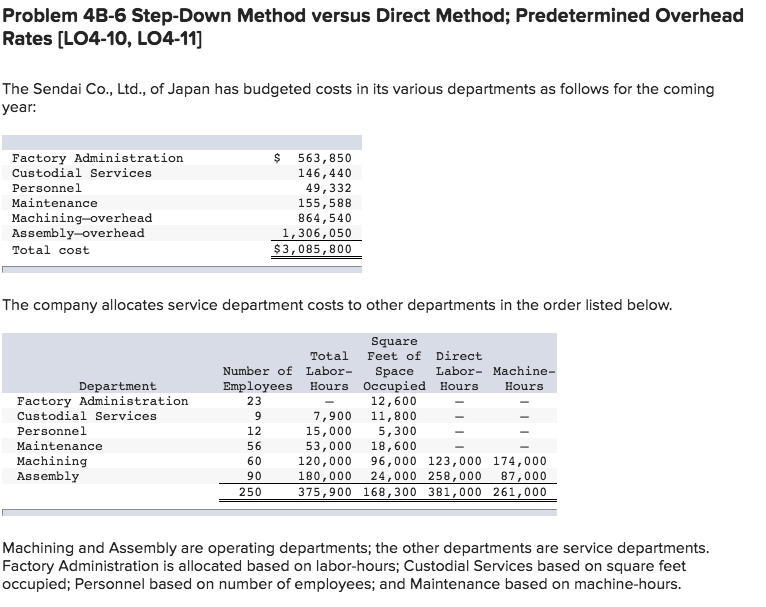 Problem 4B-6 Step-Down Method versus Direct Method; | Chegg.com