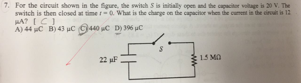 Solved For the circuit shown in the figure, the switch S is | Chegg.com