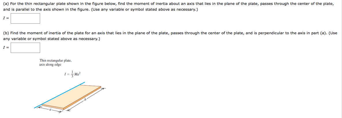 Solved For the thin rectangular plate shown in the figure | Chegg.com