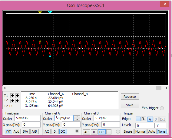 Solved oscilloscope-XSC1 Channel A Channel B Time T1. | Chegg.com