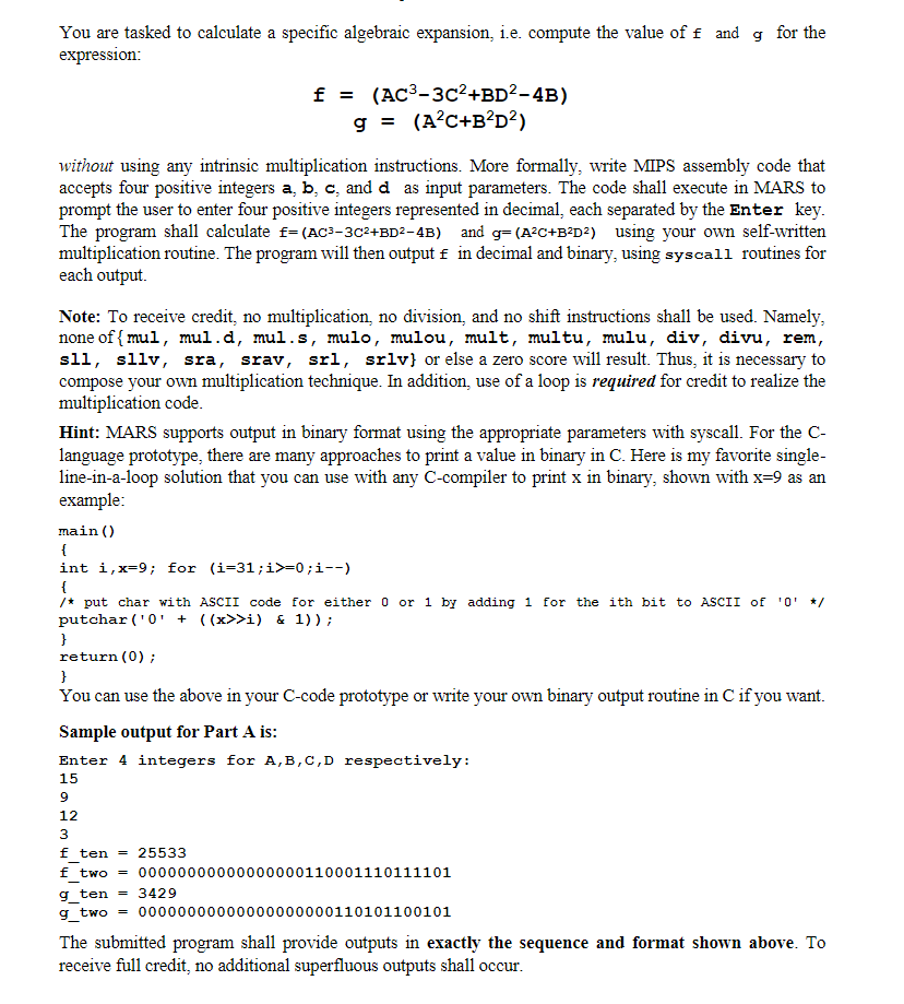You are tasked to calculate a specific algebraic | Chegg.com