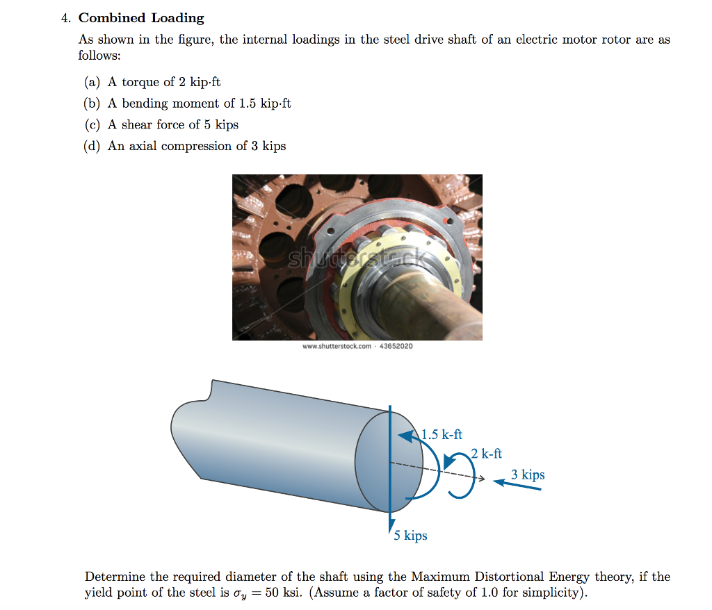 Solved Combined Loading As shown in the figure, the internal | Chegg.com