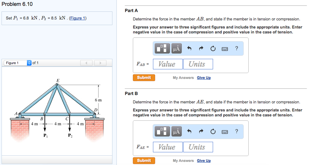 Solved Set P1 = 6.8 kN , P2 = 8.5 kN . (Figure 1) Part | Chegg.com Solved Set P1 = 6.8 kN , P2 = 8.5 kN . (Figure 1) Part | Chegg.com