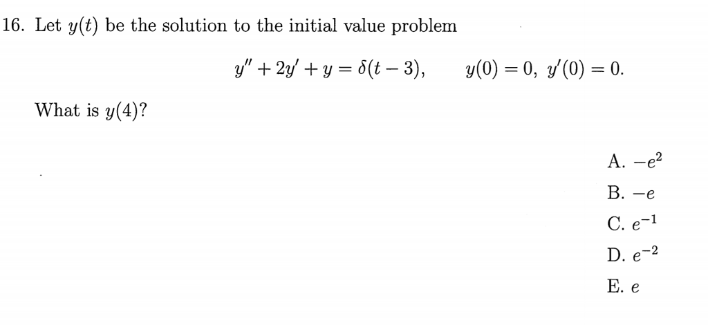 Solved Let y(t) be the solution to the initial value problem | Chegg.com