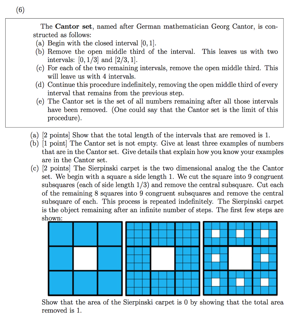 Solved The Cantor Set Named After German Mathematician 