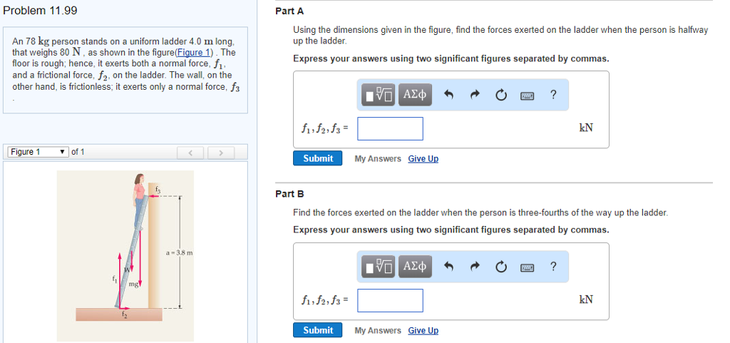 Solved An 78 kg person stands on a uniform ladder 4.0 m | Chegg.com