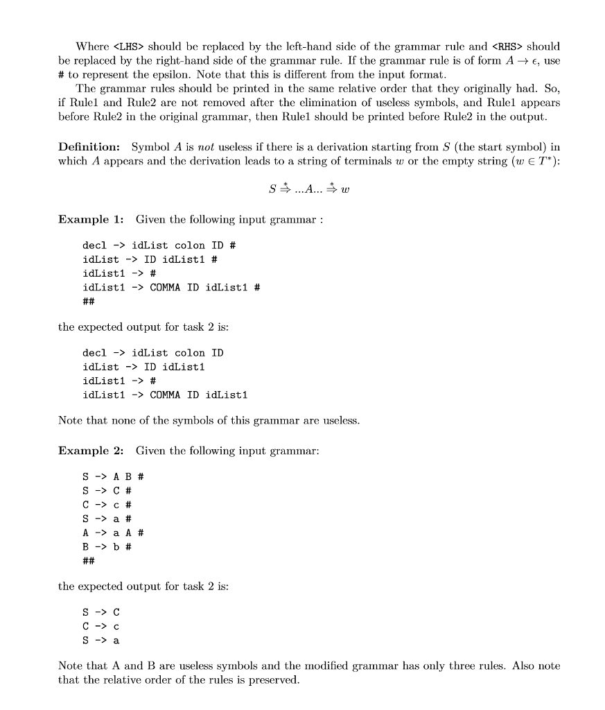 Solved 4.2 Task 2: Find useless symbols Determine useless | Chegg.com