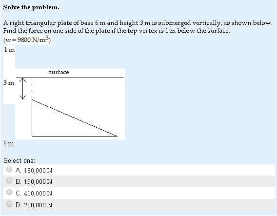 Solved Solve the problem. A right triangular plate of base | Chegg.com