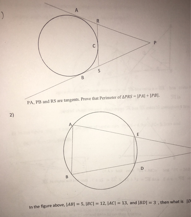 Solved PA, PB and RS are tangents. Prove that Perimeter of | Chegg.com