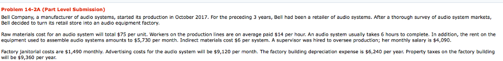 Solved Problem 14-2A (Part Level Submission) Bell Company, a | Chegg.com