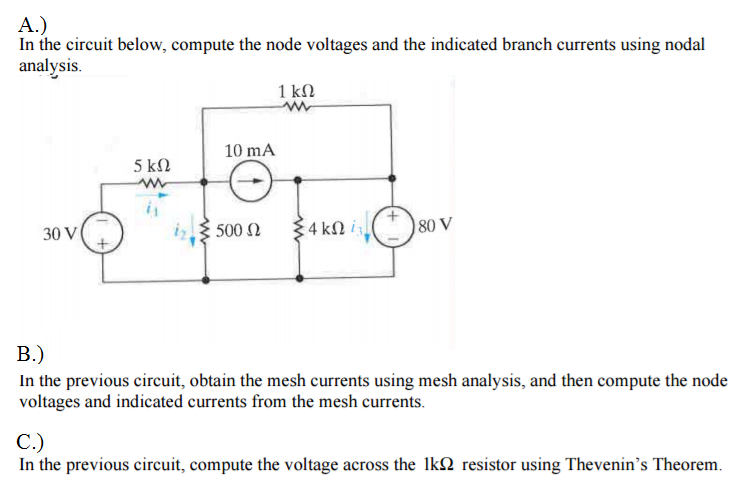 Solved In the circuit below, compute the node voltages and | Chegg.com