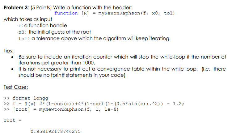Solved Problem 3: (5 Points) Write a function with the | Chegg.com