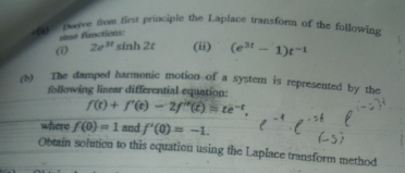 Solved -first principle the Laplace transform of the | Chegg.com
