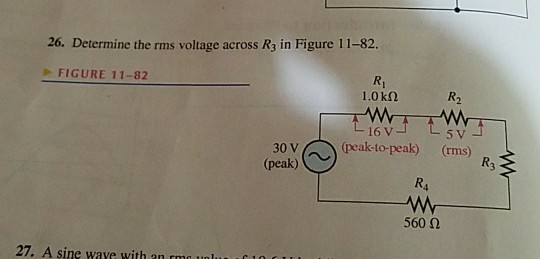 Solved 26. Determine the rms voltage across R3 in Figure | Chegg.com