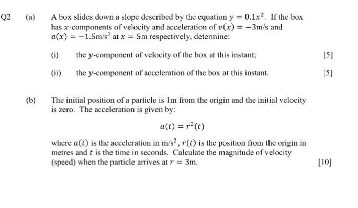 Solved A box slides down a slope described by the equation y | Chegg.com