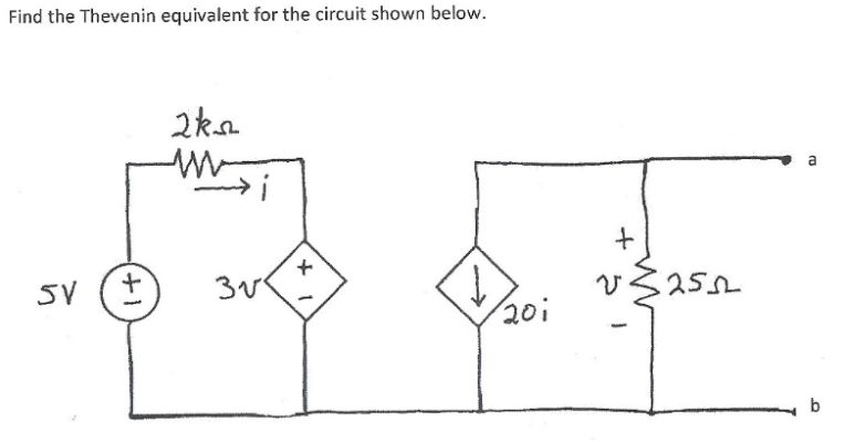 Solved Find the Thevenin equivalent for the circuit shown | Chegg.com