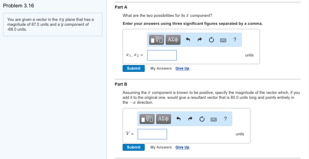 Solved Problem 3.16 Part A You are given a vector in the ry | Chegg.com