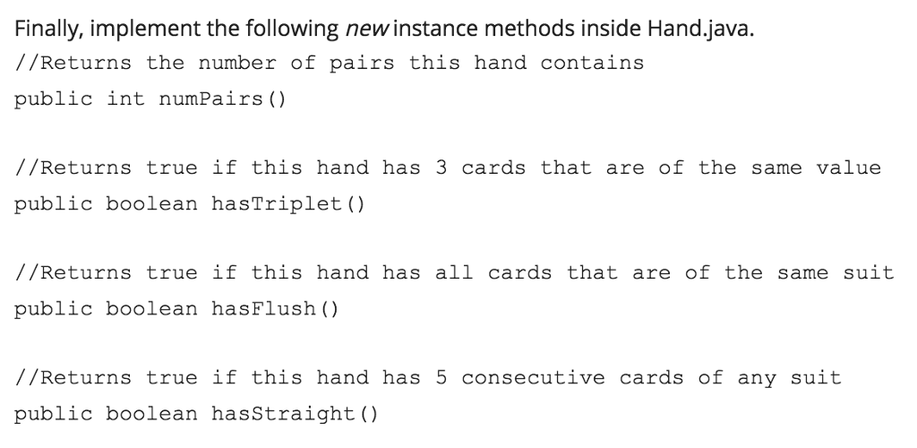 Solved Finally Implement The Following Newinstance Methods