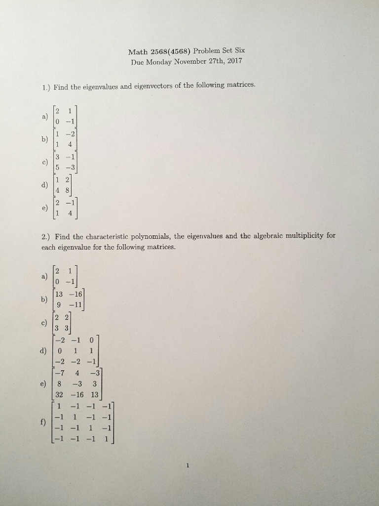 Solved Math 2568 (4568) Problem Set Six Due Monday November | Chegg.com Solved Math 2568 (4568) Problem Set Six Due Monday November | Chegg.com