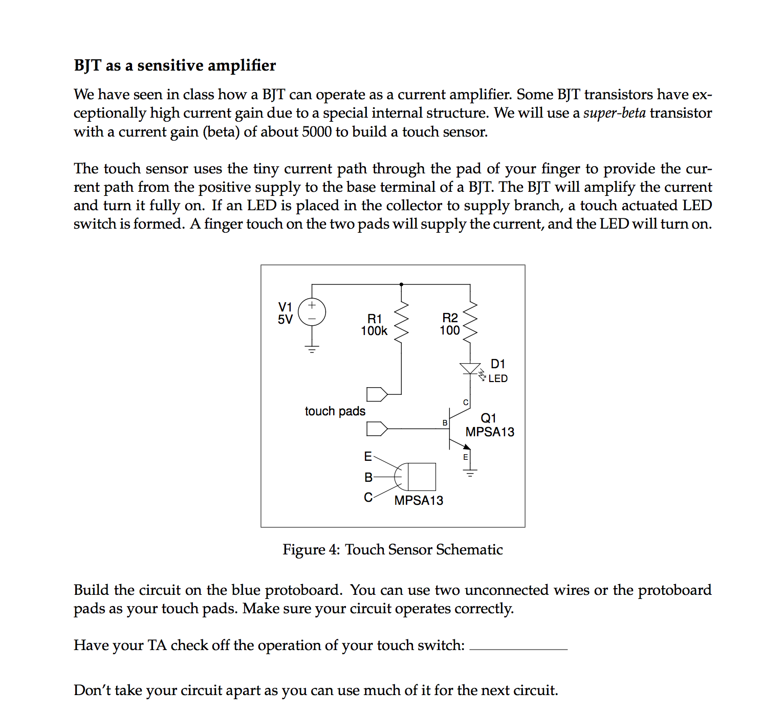Solved BJT as a sensitive amplifier We have seen in class | Chegg.com